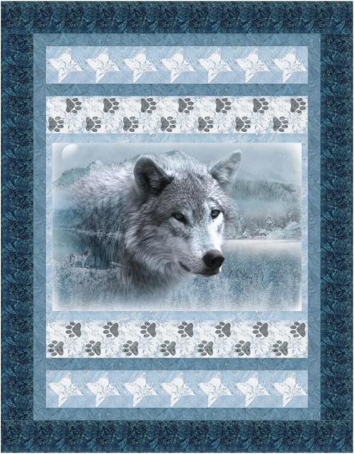 Wolf and Snowflakes , , Hoffman California Fabrics
